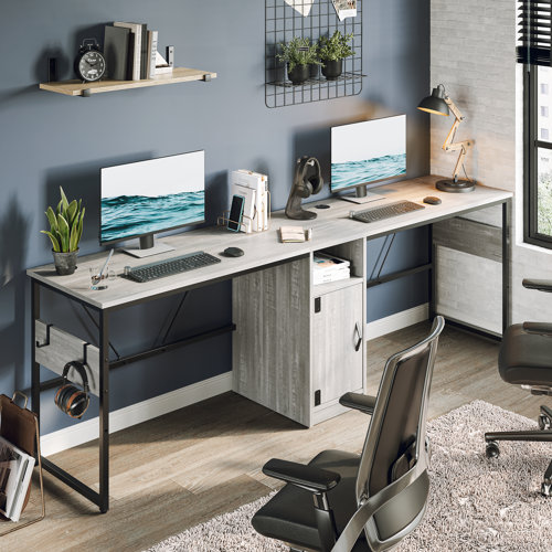 Zipcode Design™ Fulcher Corner Desk with File Cabinet Reversible Desks ... Zipcode Design™ Fulcher Corner Desk with File Cabinet Reversible Desks ...